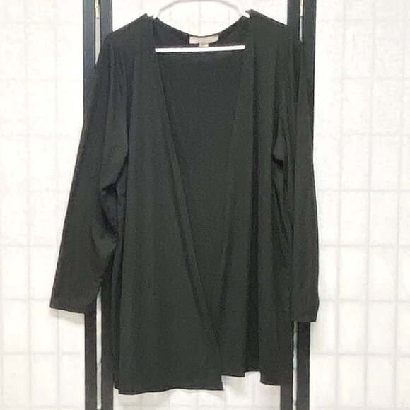 Misia | Sweaters | Curvy Long Sleeve Rib Knit Lightweight Ruffle Open Cardigan Jacket Black ...